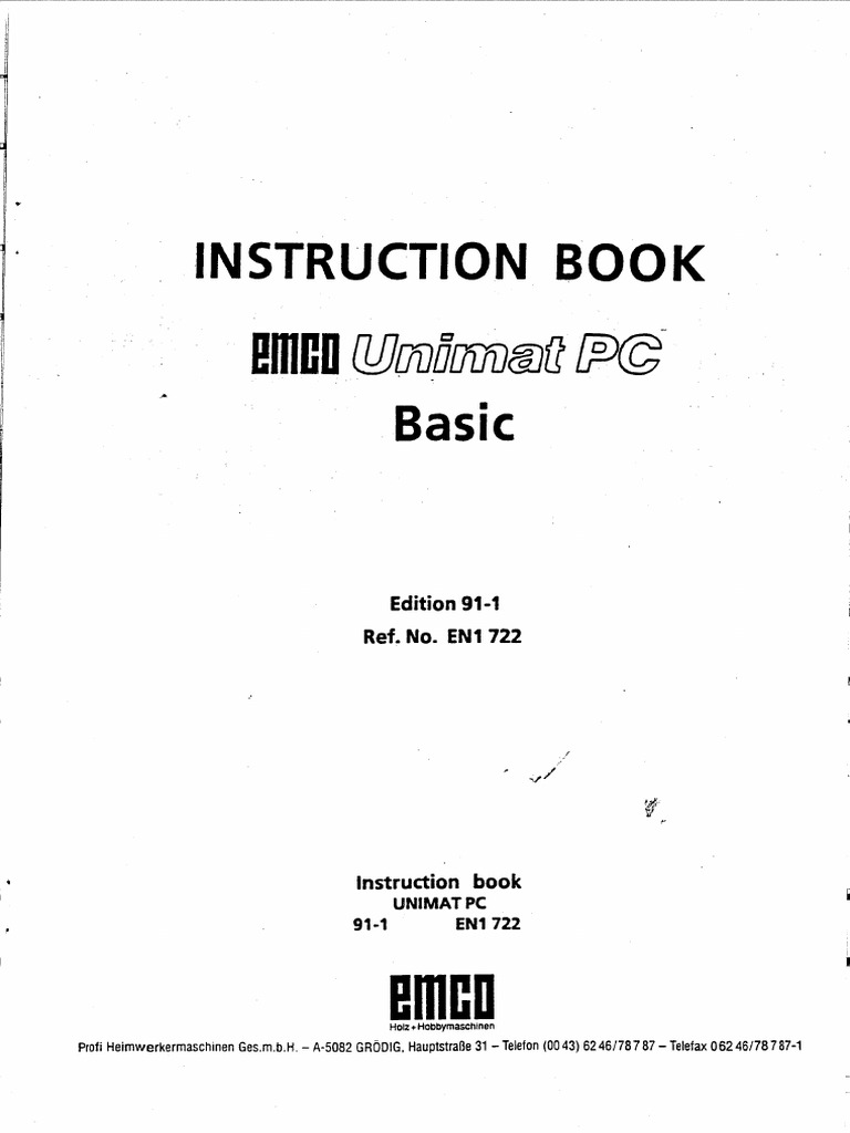 EMCO UNIMAT PC Instruction Manual EN | PDF