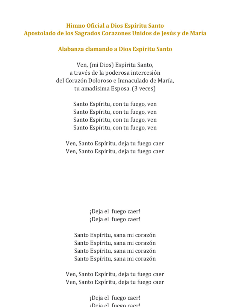 Himno Oficial Al Espíritu Santo Pdf