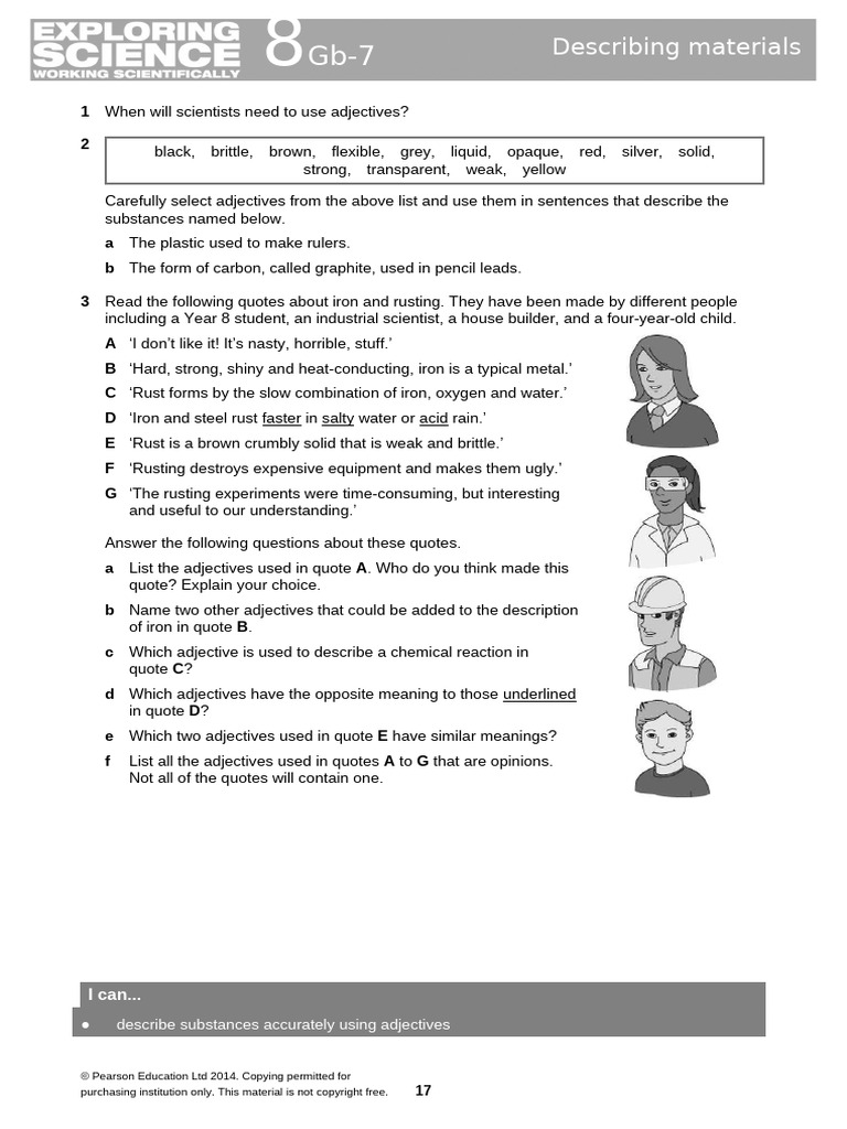8gb7 Describing Materials | PDF