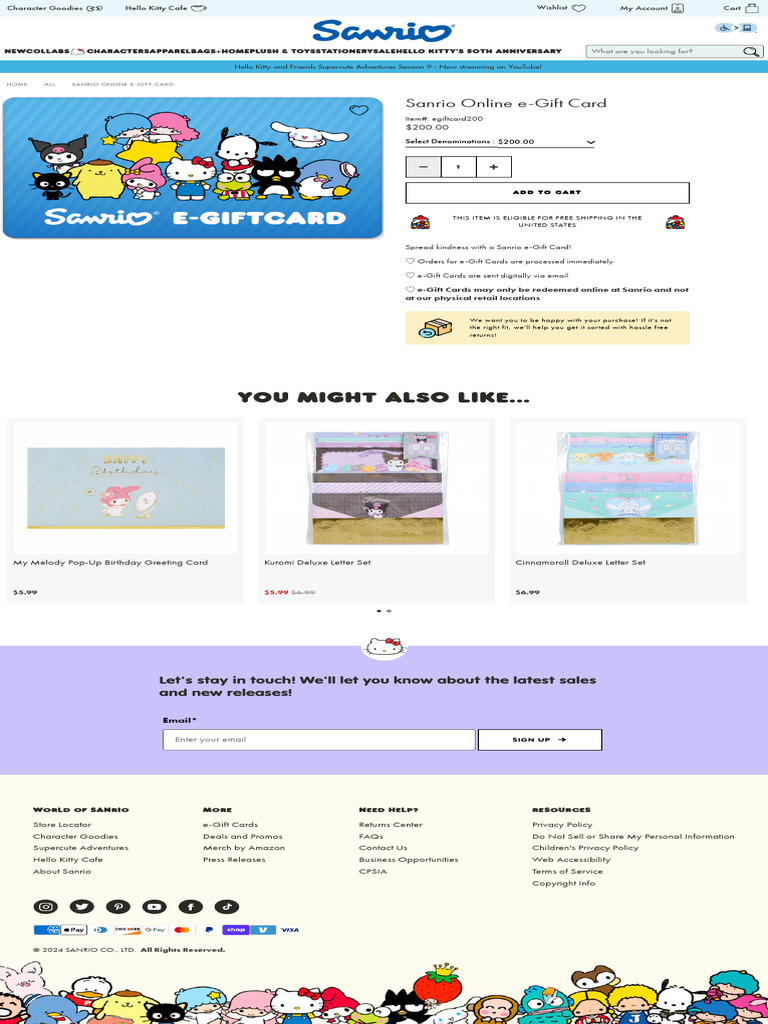 Sanrio Online E-Gift Card | PDF