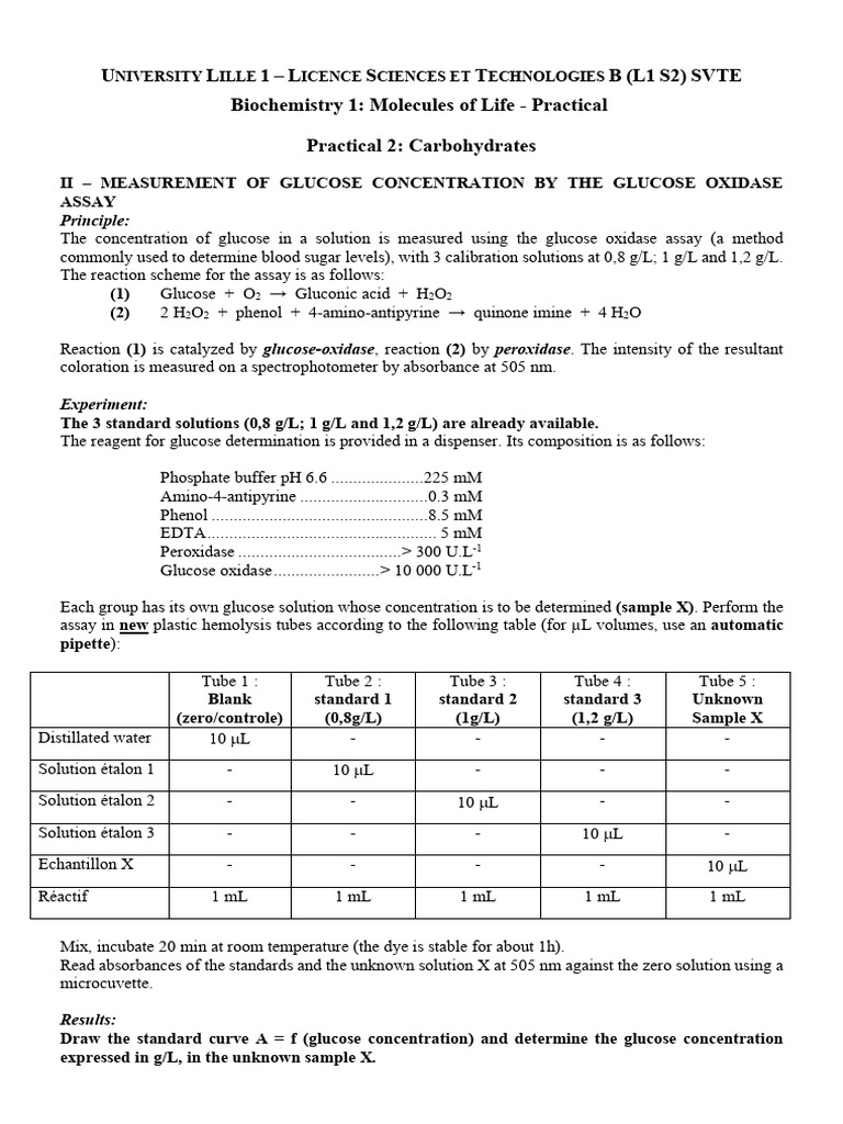 Practical 2 Bioch1 2022-23 | PDF | Starch | Glucose