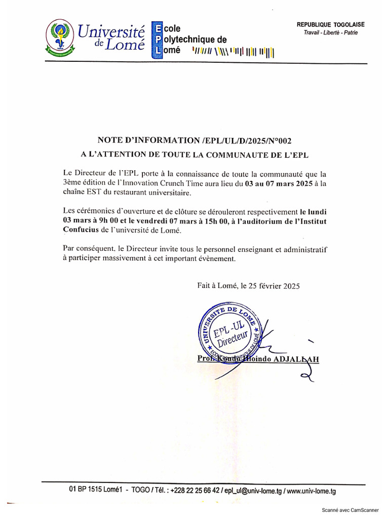 Note D'information CRUNCH TIME2025 | PDF