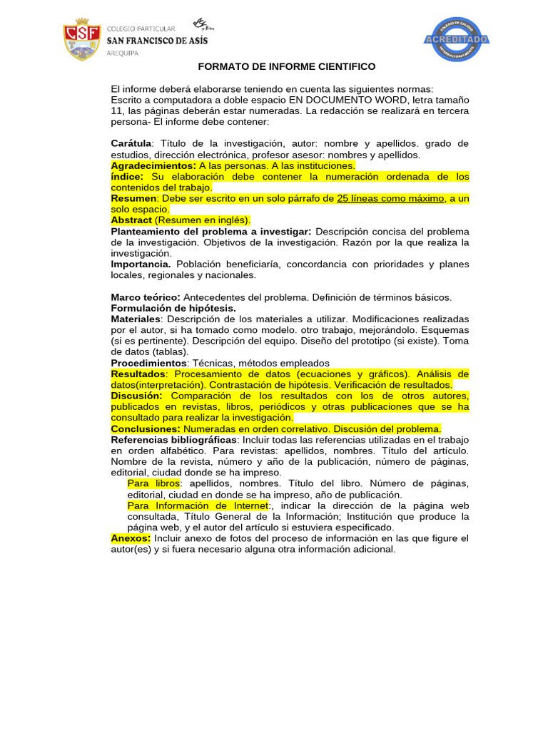 Formato de Informe Cientifico | PDF | Datos | Publicación