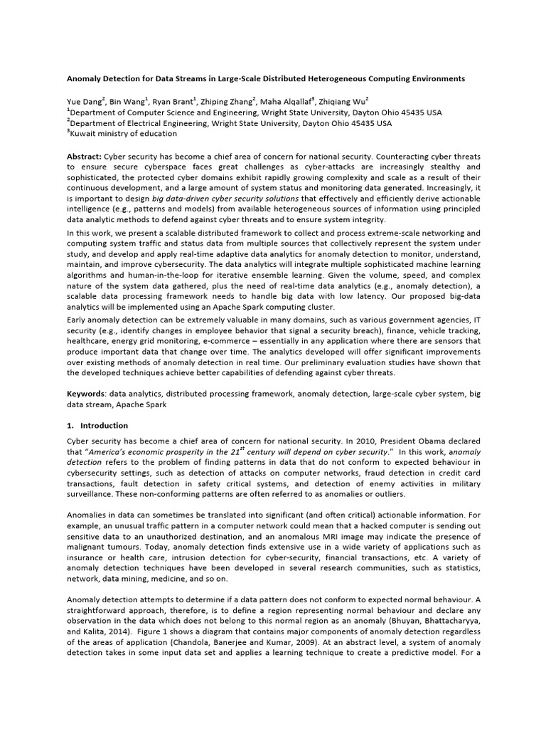 Anomaly Detection For Data Streams in Large-Scale Distributed ...