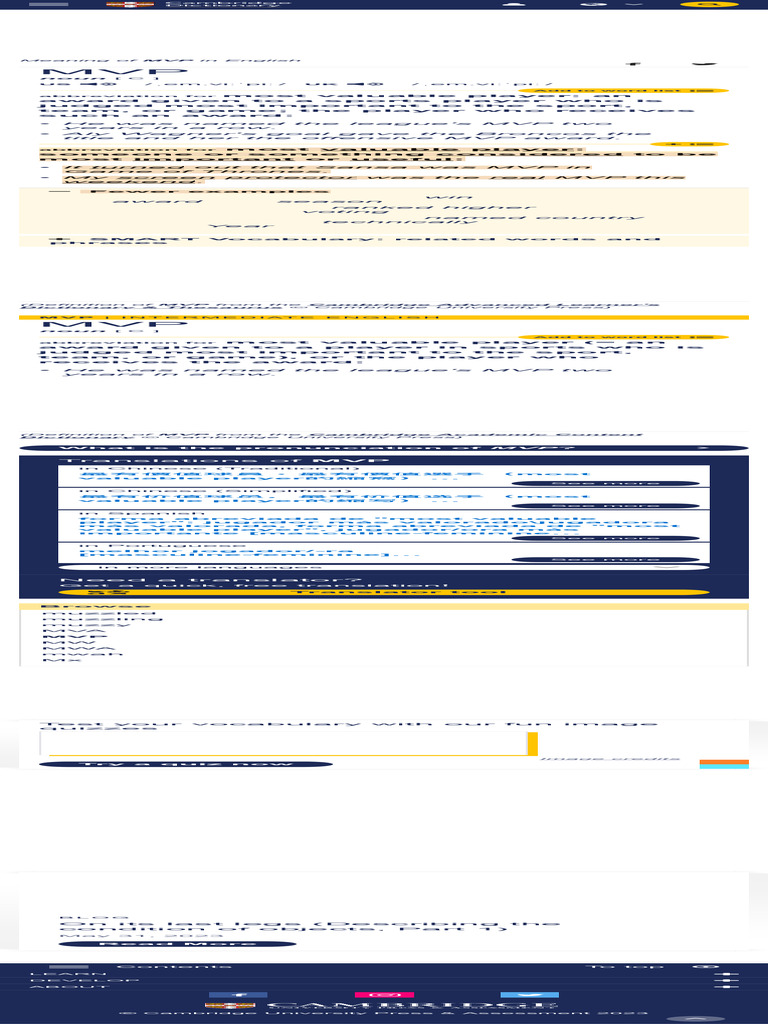 MVP Definition in The Cambridge English Diction | PDF | Lexicology ...