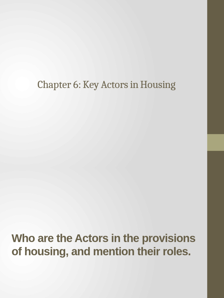 Chapter 6 Actors in Housing Provision | PDF | Capacity Building | Housing