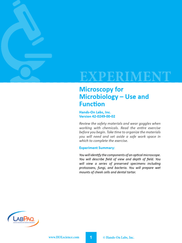 1109_Exp_Microscopy_for_Microbiology_Use_and_Function | PDF | Microscope | Angular Resolution