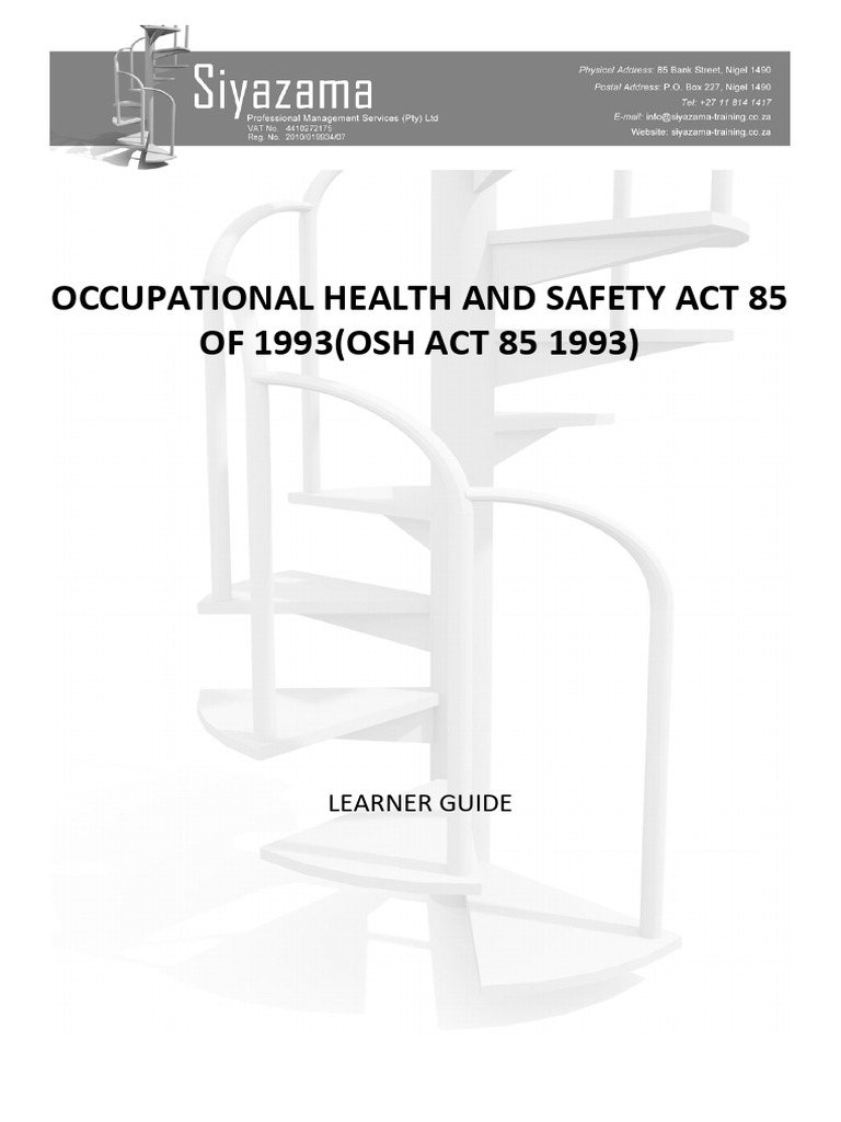 Osh Act_learner Guide Rev 01 | PDF | Occupational Safety And Health ...
