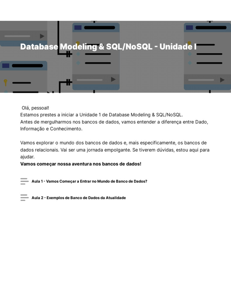 Conteúdo em PDF - Aulas 1 e 2 - Unidade 1 | PDF | No SQL | Bancos de dados