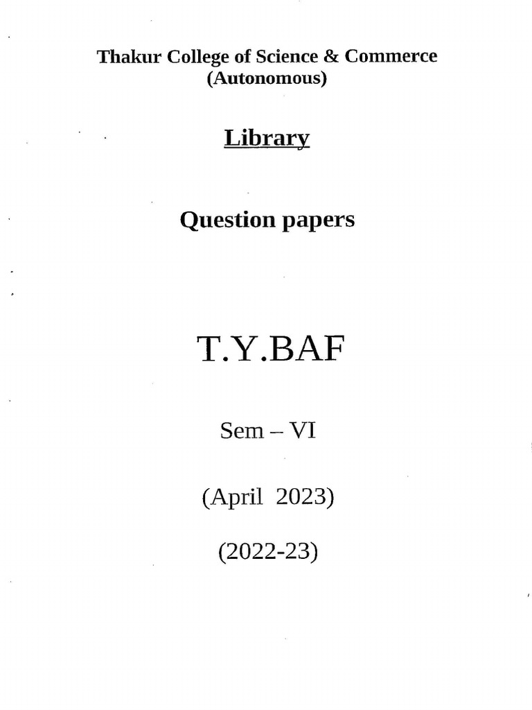 TYBAF SEM VI April 2023 - 0001 | PDF