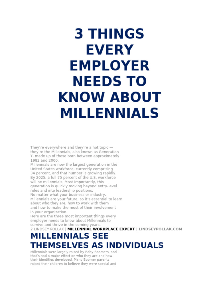 Key Insights on Millennials for Employers | PDF | Millennials | Human ...