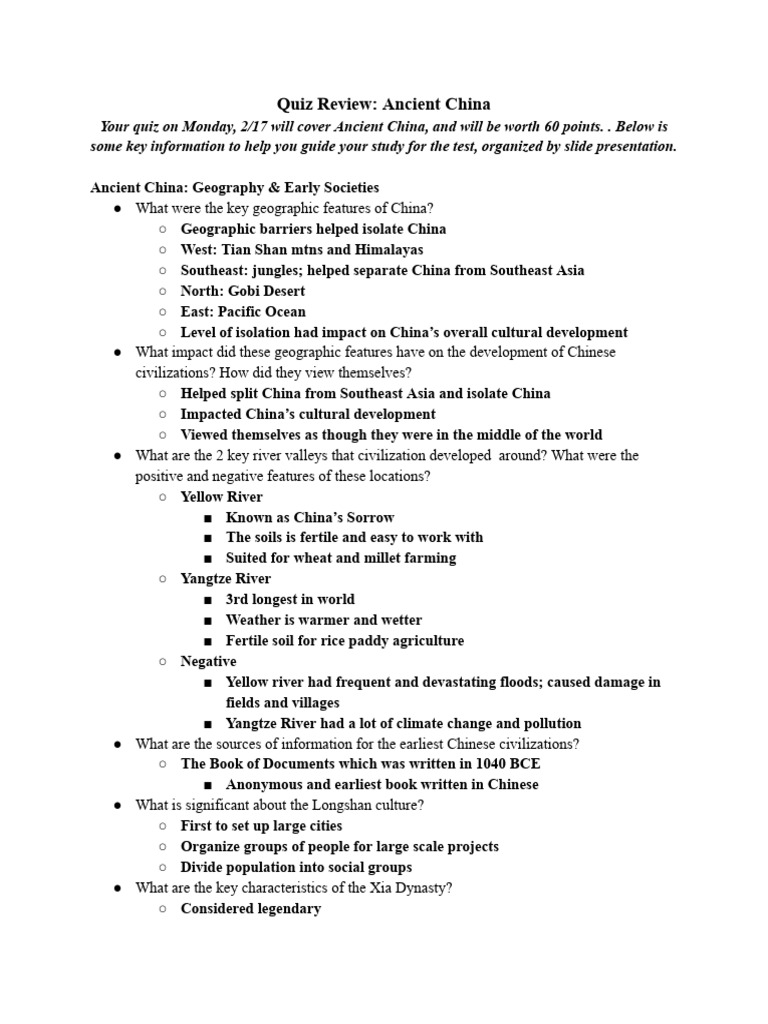 Han Dynasty Quiz Review Guide | PDF | Han Dynasty | Confucianism