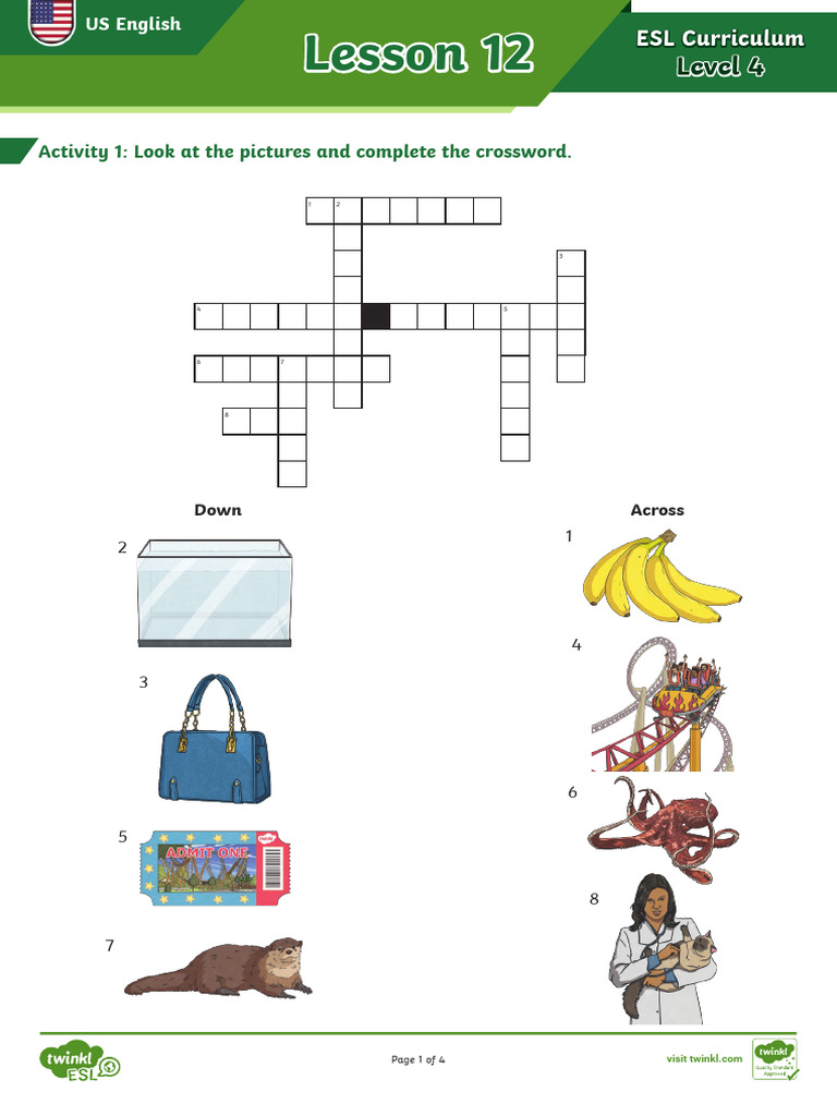 ESL Level 4 Lesson 12 Activities | PDF | English As A Second Or Foreign ...