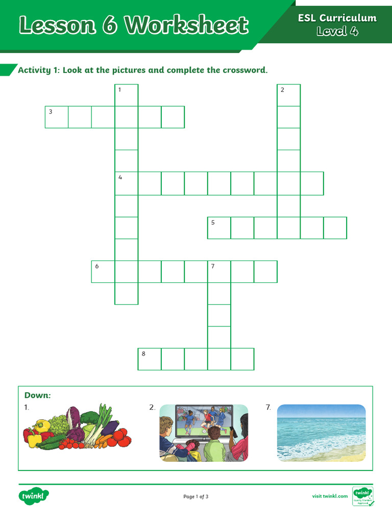 ESL Level 4 Lesson 6 Worksheet | PDF | English As A Second Or Foreign ...