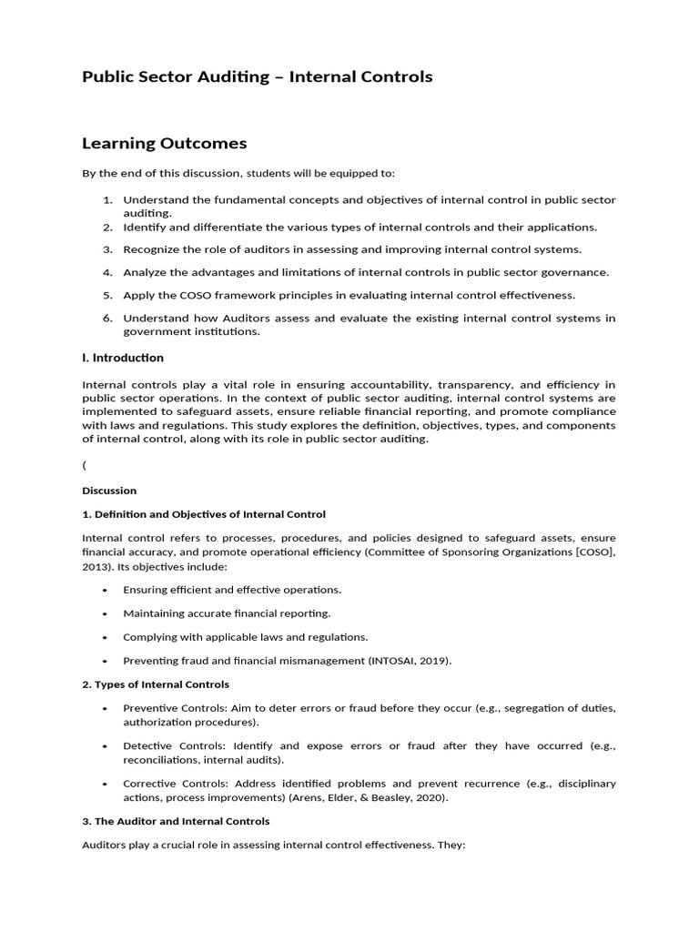 Internal Controls Public Auditing | PDF | Internal Control | Audit