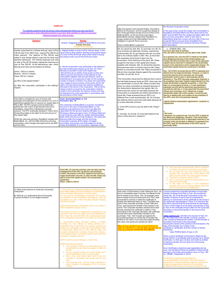 Revised Corporation Code Case Analysis | PDF | Mergers And Acquisitions ...