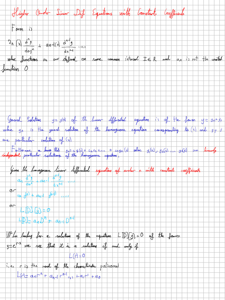 8-Higher Order Linear Differential Equations With Constant Coefficients ...
