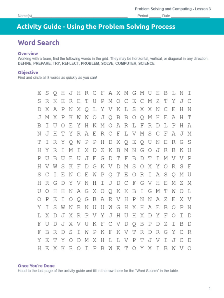 U1L03 - Activity Guide - Using The Problem Solving Process | PDF | Classroom