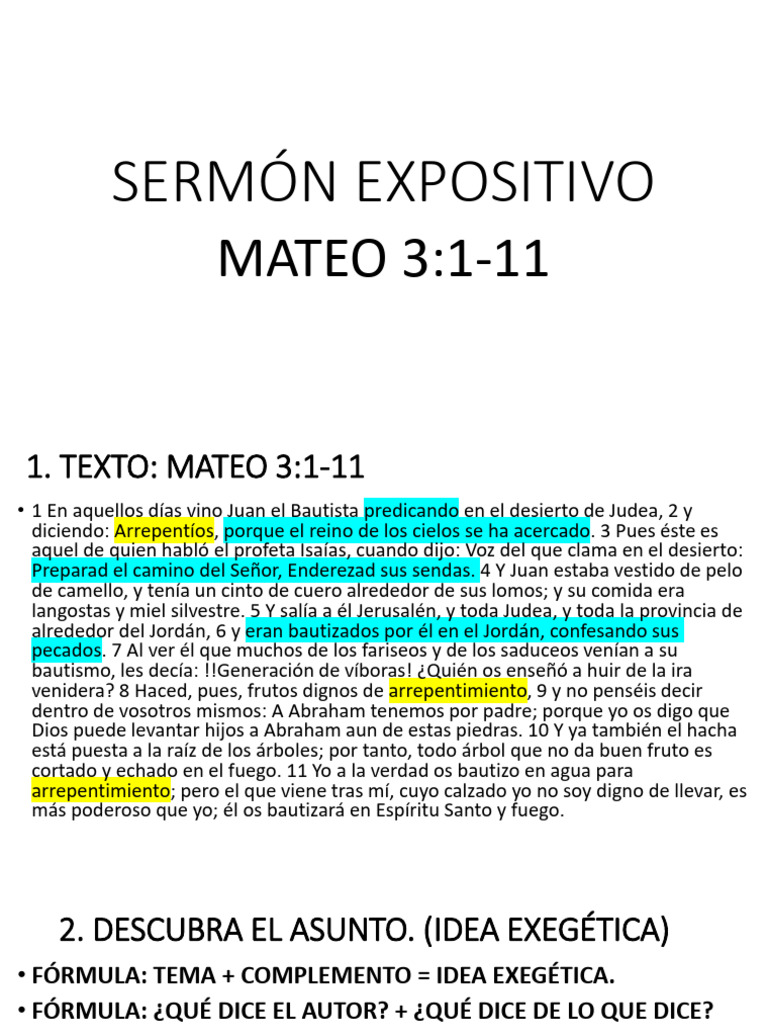 La Necesidad del Arrepentimiento en Mateo 3:11 | PDF | Evangelio de ...