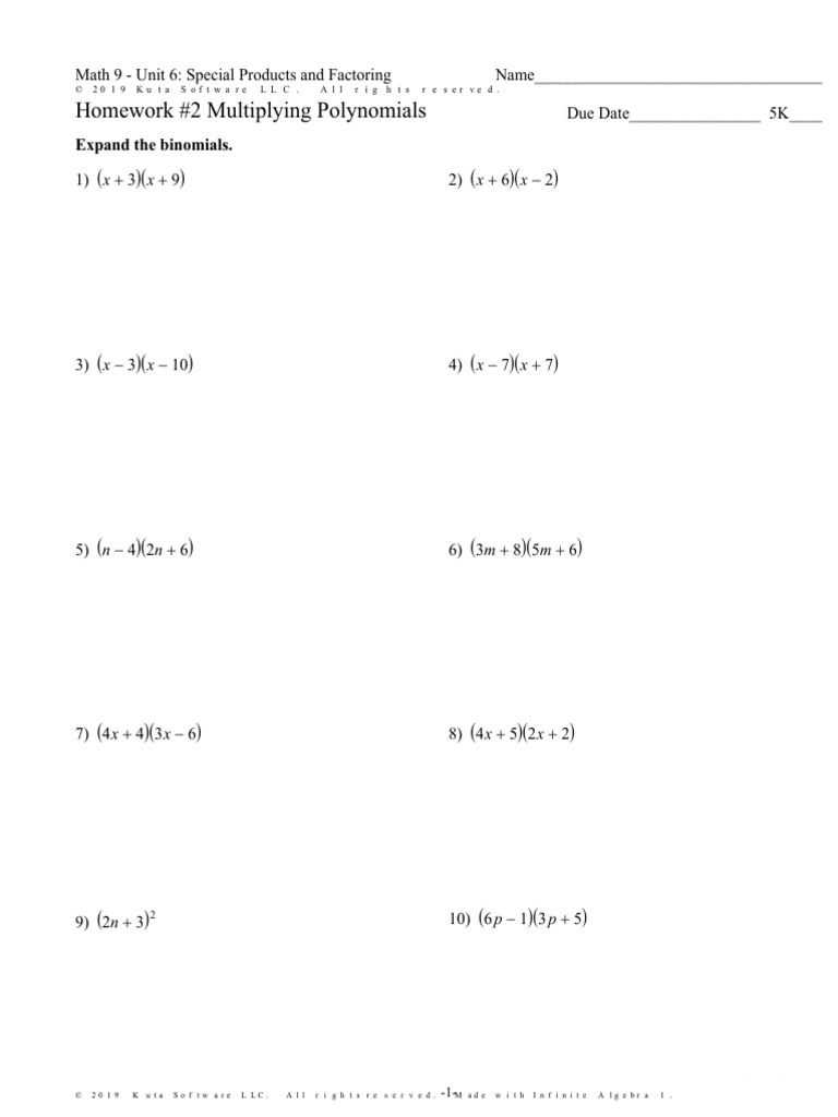 Homework 3: Multiply Binomials | PDF | Algebra | Mathematics