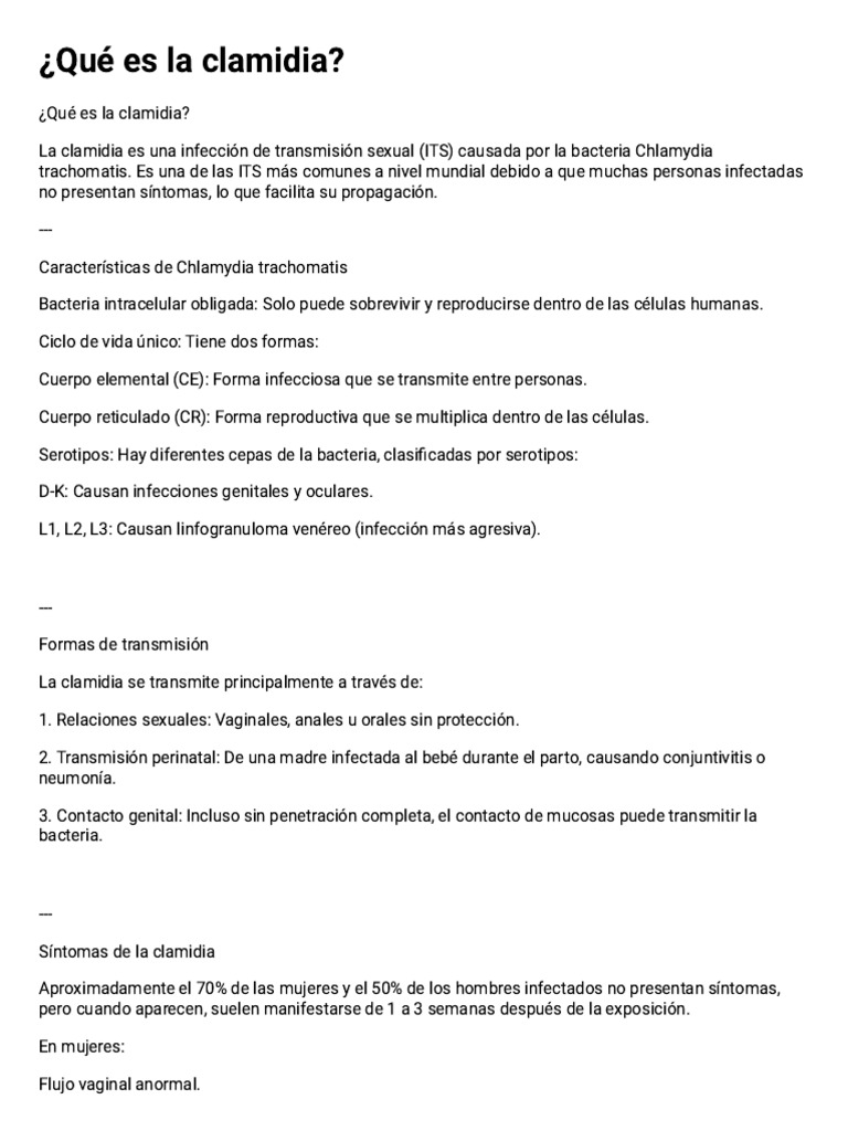 Clamidia: Síntomas, Tratamiento y Prevención | PDF | Reproducción ...