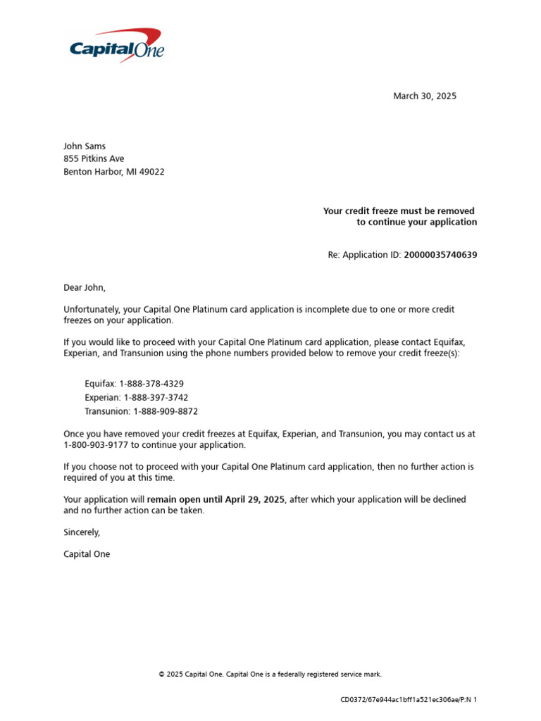 Additional Information Letter | PDF