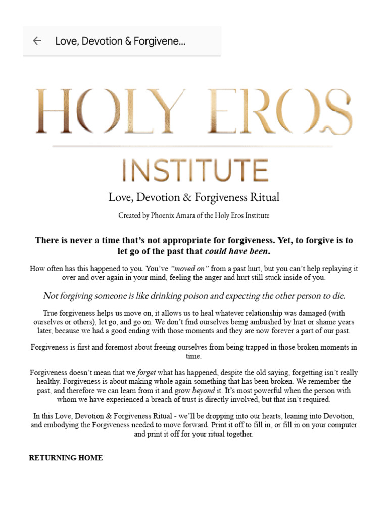Love, Devotion & Forgiveness Ritual | PDF | Forgiveness | Love