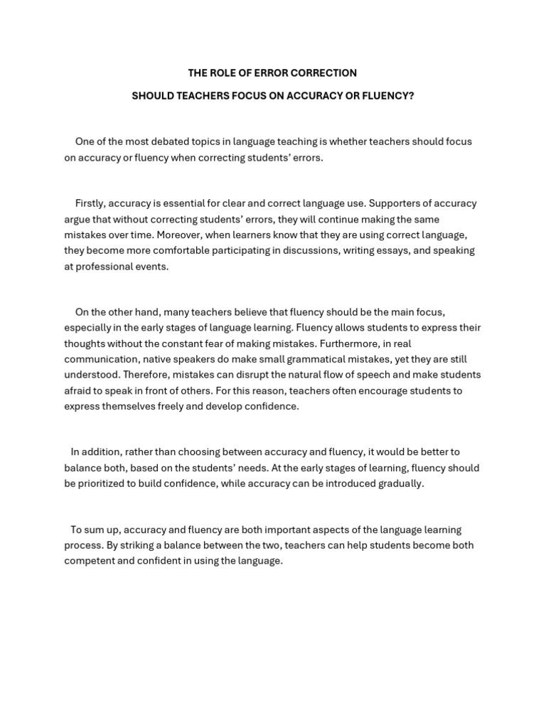 The Role of Error Correction | PDF