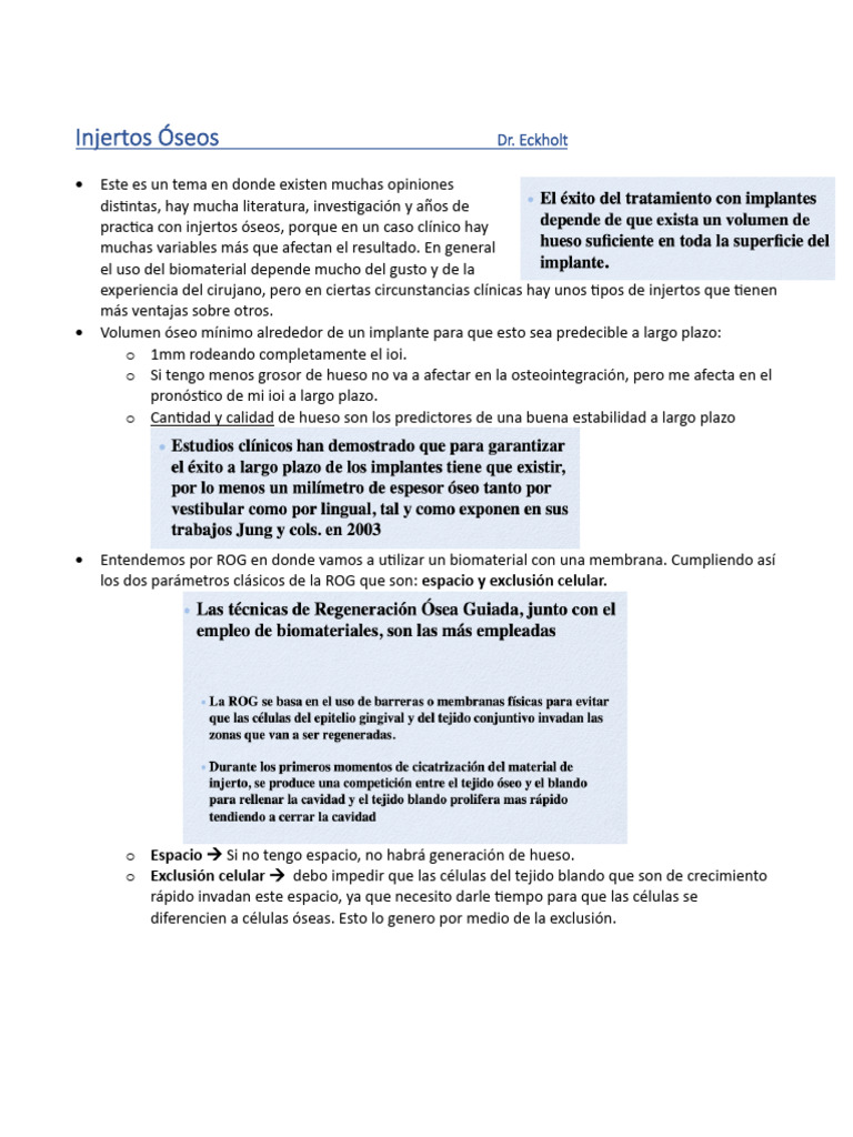Injertos Óseos: Mecanismos y Tipos | PDF | Hueso | La matriz extracelular