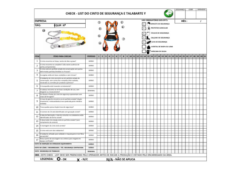 Checklist de Segurança para Equipamentos EPI | PDF