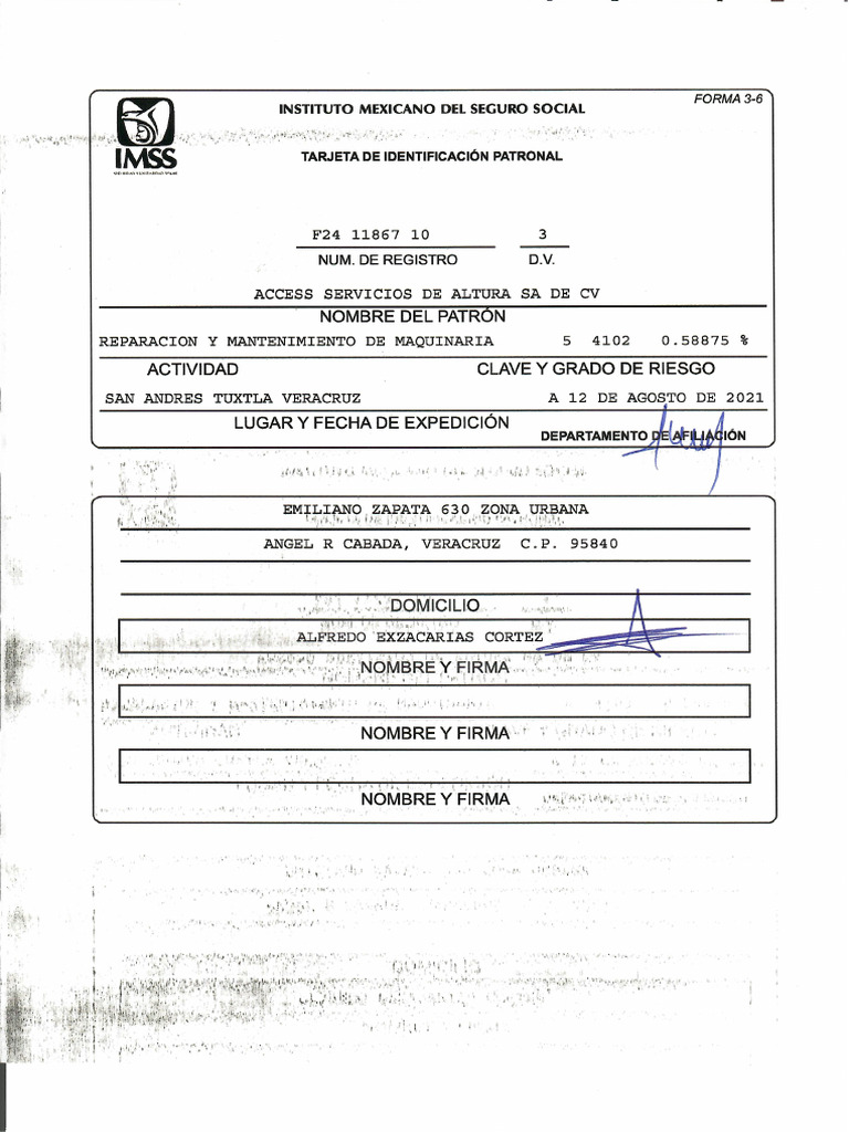 Tarjeta de Identificacion Patronal | PDF