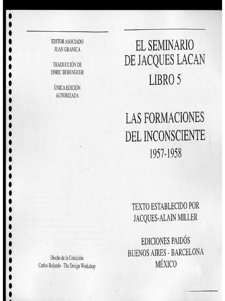 Seminario de Lacan. Libro 5. Tranferencia y Sugestion | PDF