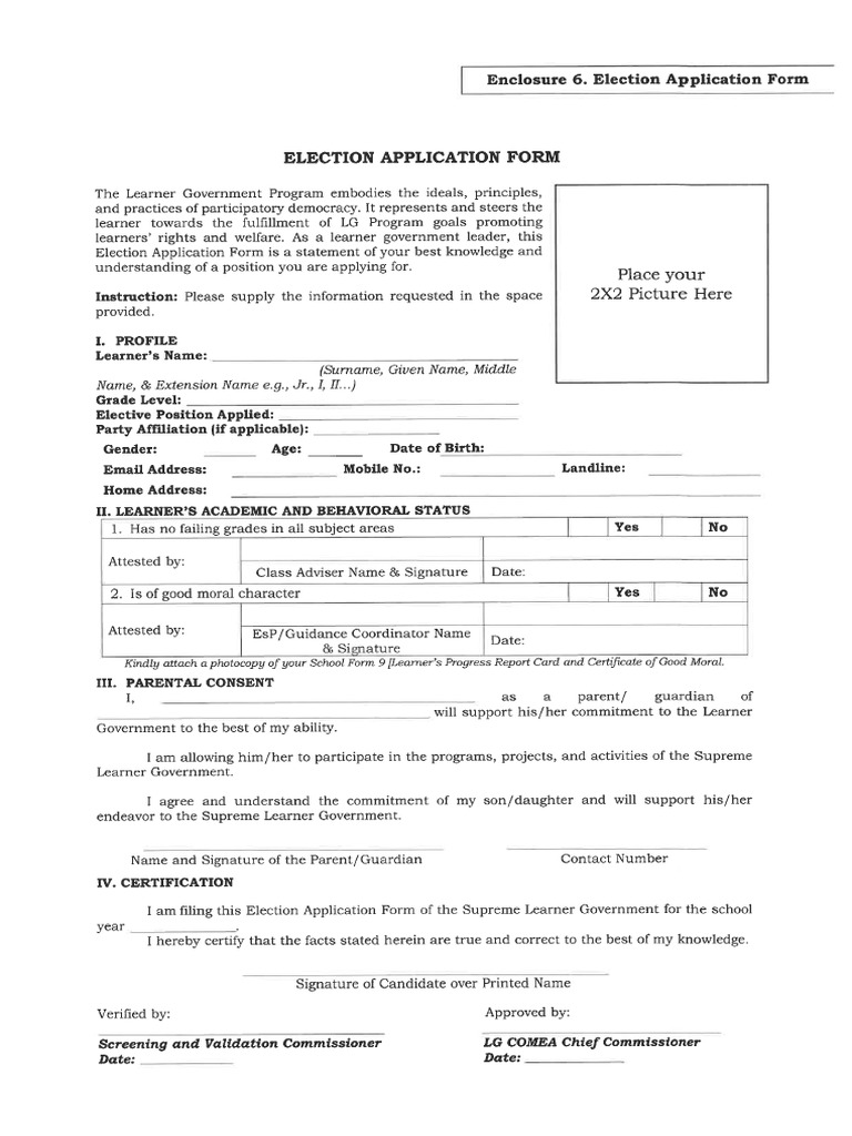 Enclosure 6 Election Application Form | PDF