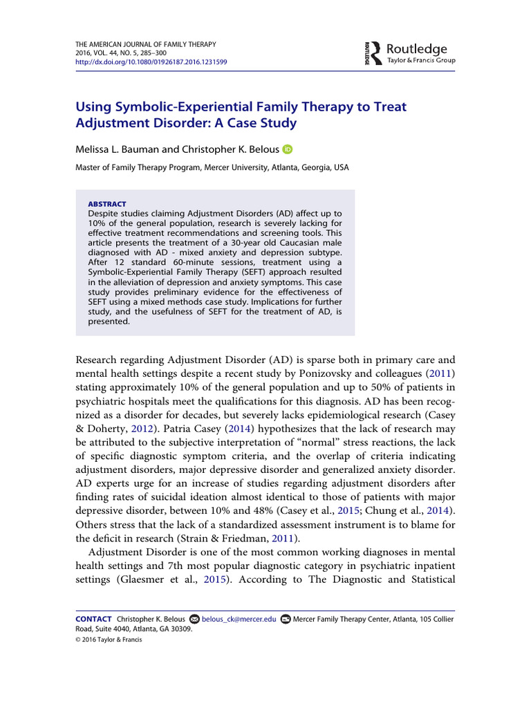 SEFT for Adjustment Disorder Treatment | PDF | Psychotherapy | Mental ...
