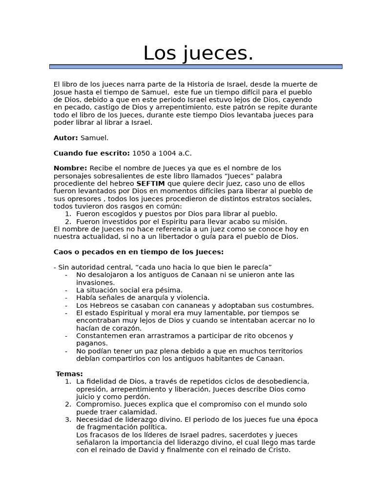 Los Jueces 2 | PDF | Libro de jueces | Pecado