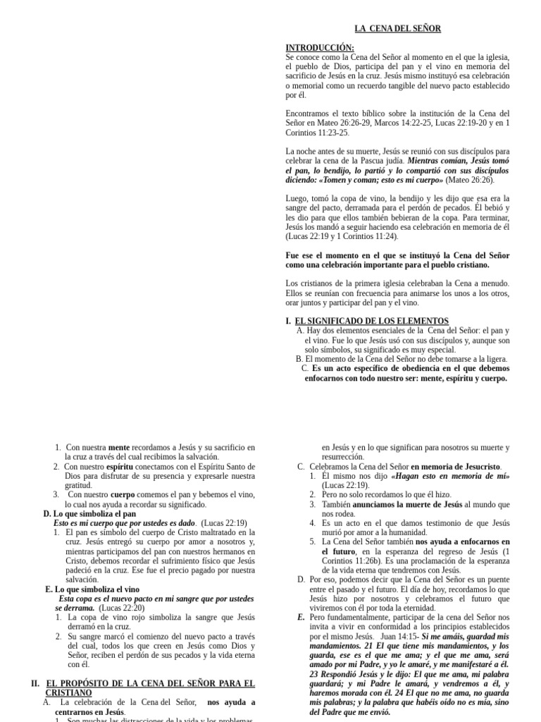 Significado y Propósito de la Cena del Señor | PDF | eucaristía | Jesús