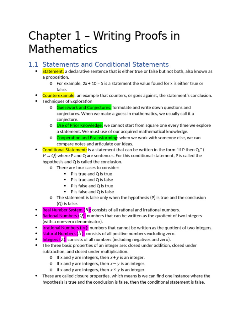 Chapter 1 - Intro To Writing Proofs | PDF | Mathematical Proof | Conjecture