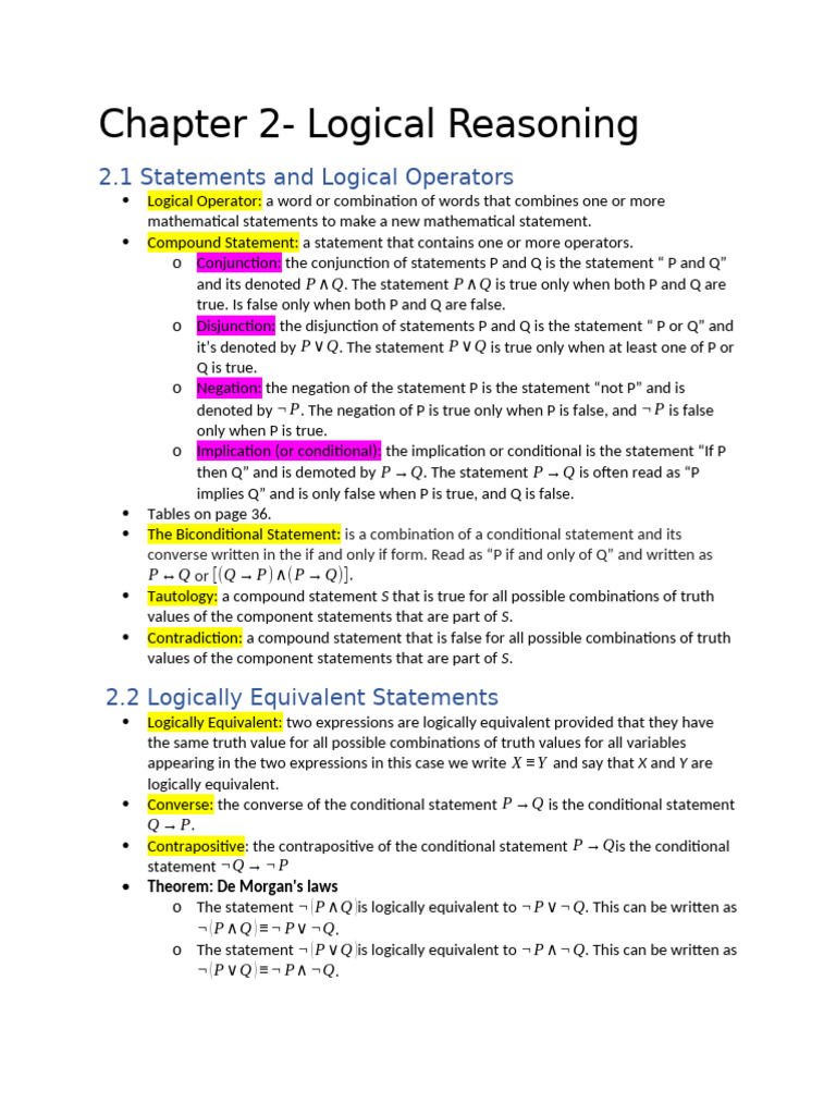Chapter 2 - Logical Reasoning | PDF | Metalogic | Formalism (Deductive)