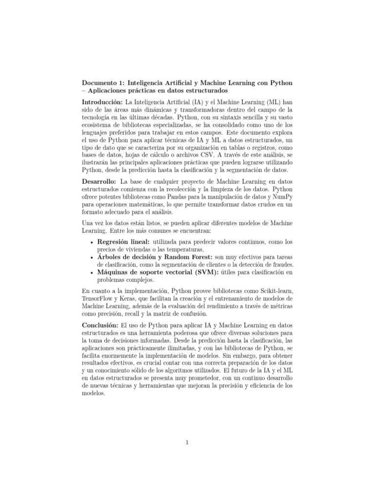 Inteligencia Artificial y Machine Learning Con Python - Aplicaciones ...