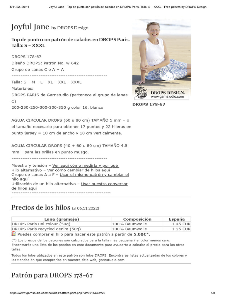 Joyful Jane - Top de Punto Con Patrón de Calados en DROPS Paris. Talla ...