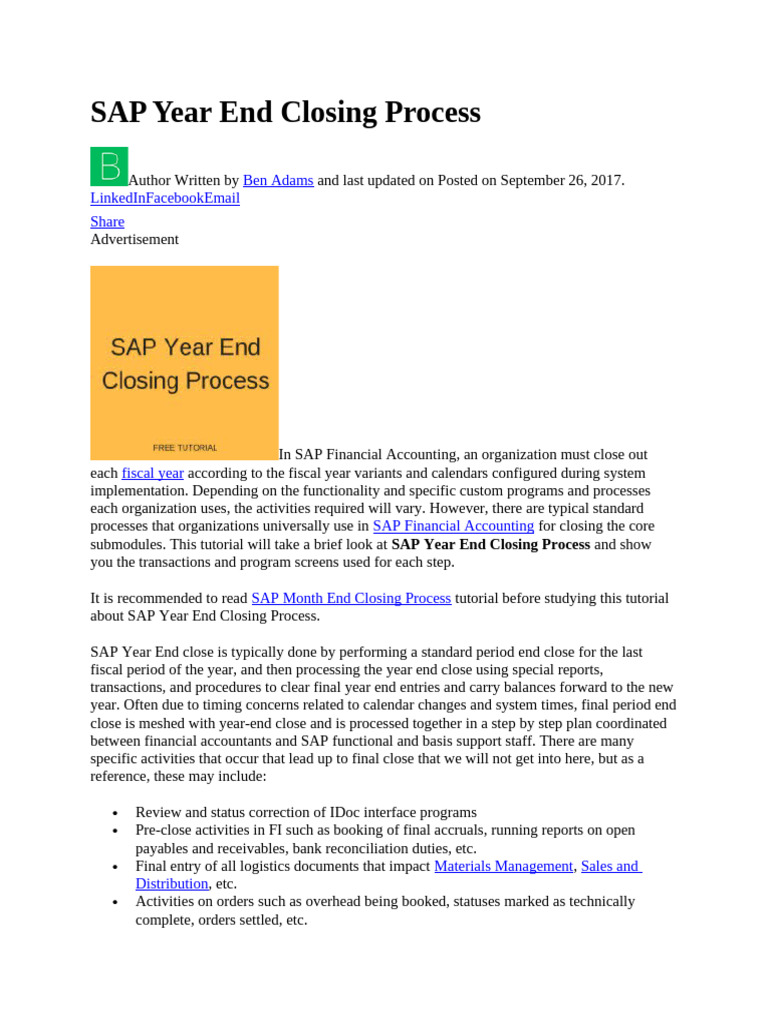 SAP Year End Closing Process | PDF | Valuation (Finance) | Accounts Payable