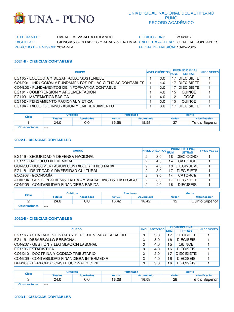 Reporte de Notas | PDF | Contabilidad | Contador