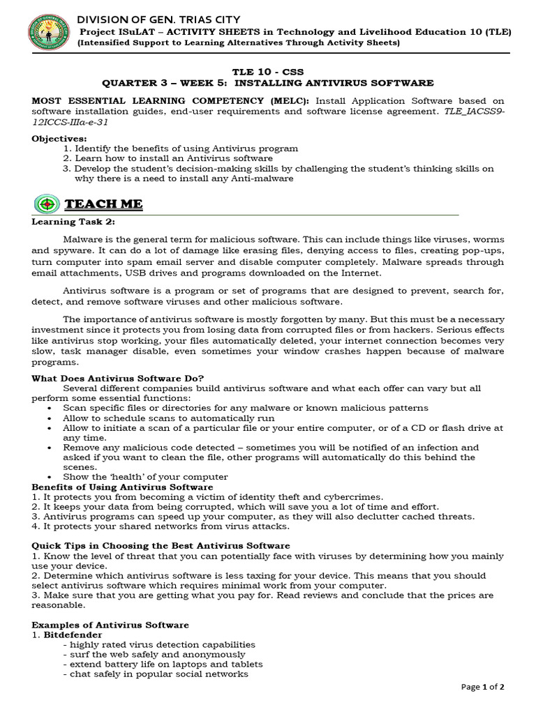 5. REVISED-TLE-AS-CSS-10-Q3-WK5 | PDF | Antivirus Software | Malware