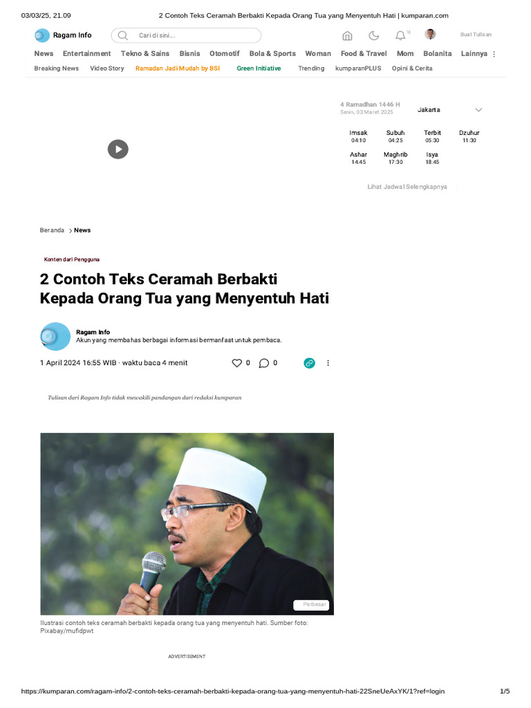 Contoh Ceramah Berbakti kepada Orang Tua | PDF