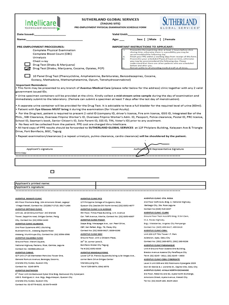 PEME Slip Taguig - Wave 182 | PDF | Drug Test | Makati