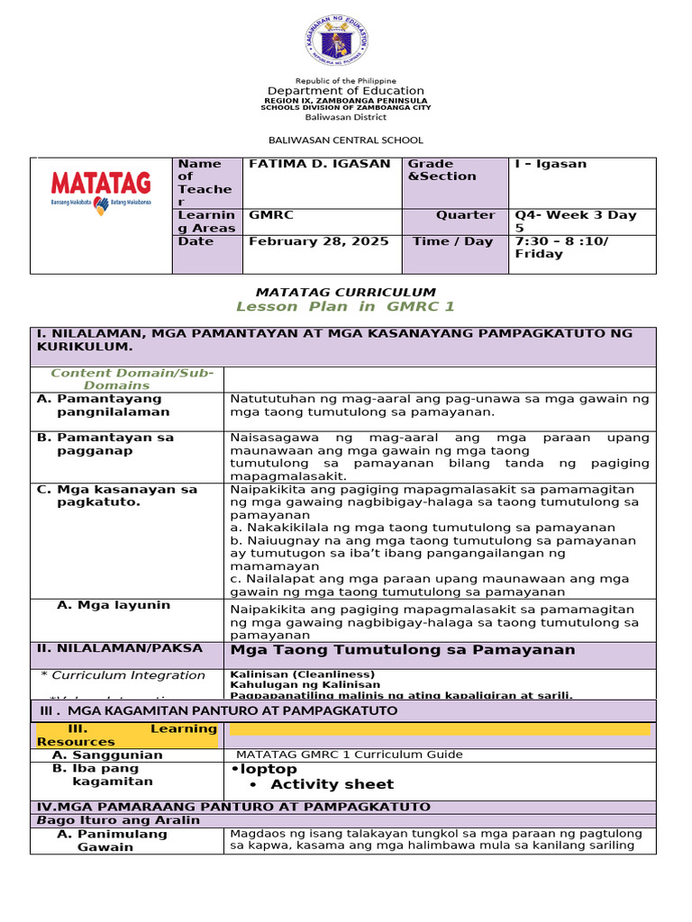 GMRC LP Q4 Week3 Day5 Fatima | PDF