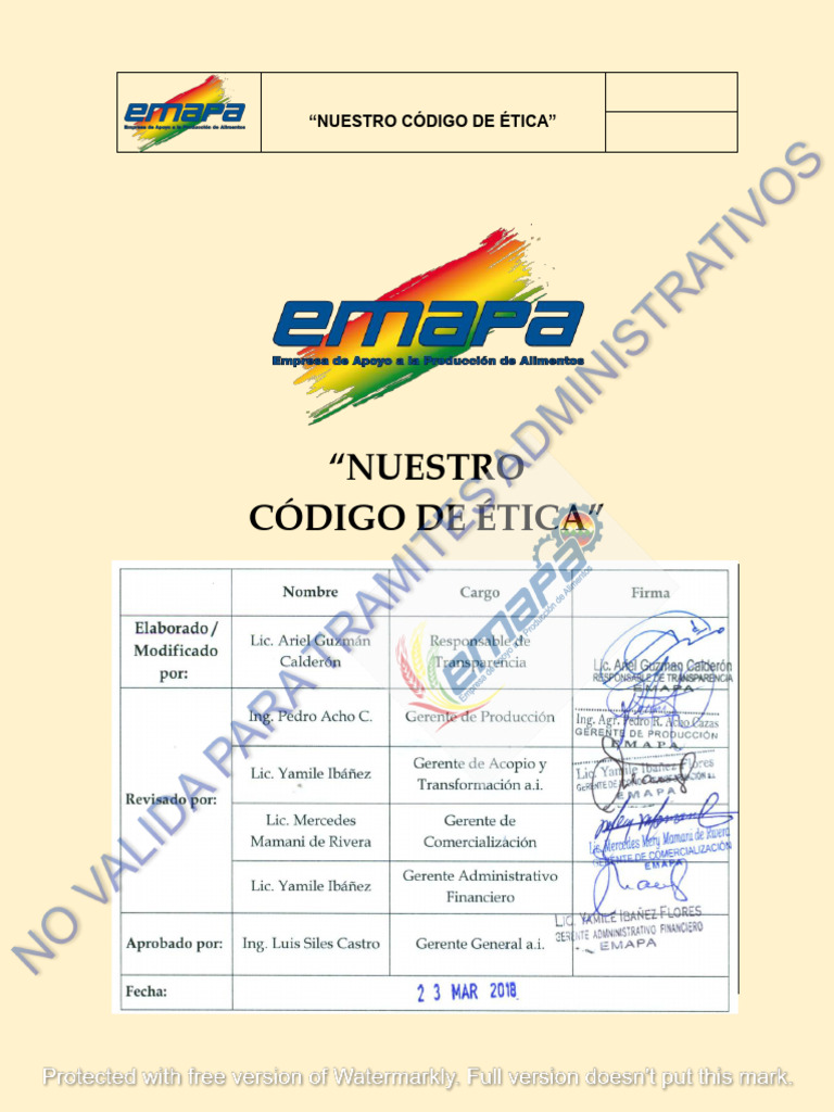 Nuestro Código de Ética-Emapa V2 | PDF | Invalidez | Psicología Social