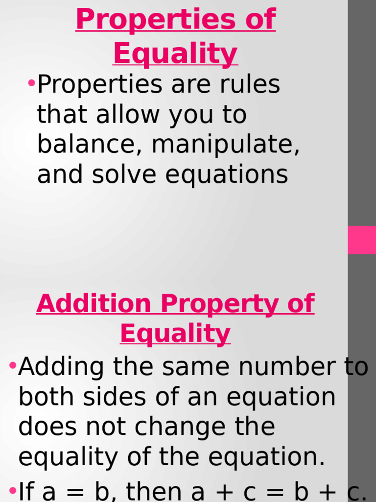 Properties of Equality | PDF | Multiplication | Equations