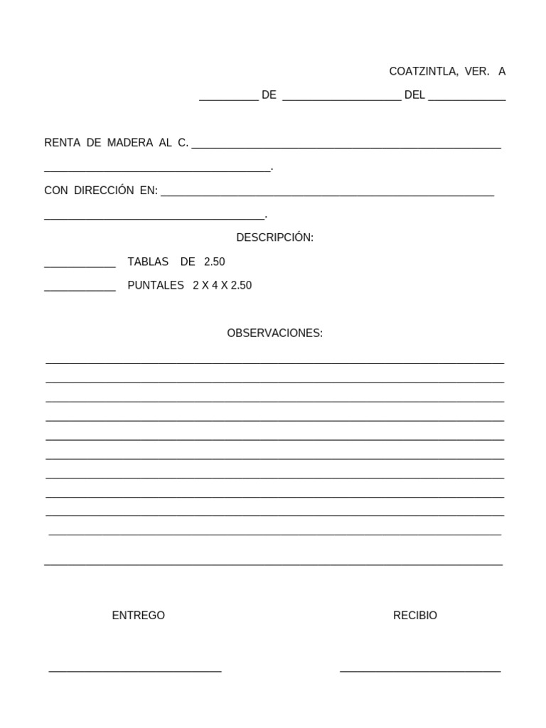 FORMATO RENTA MADERA | PDF