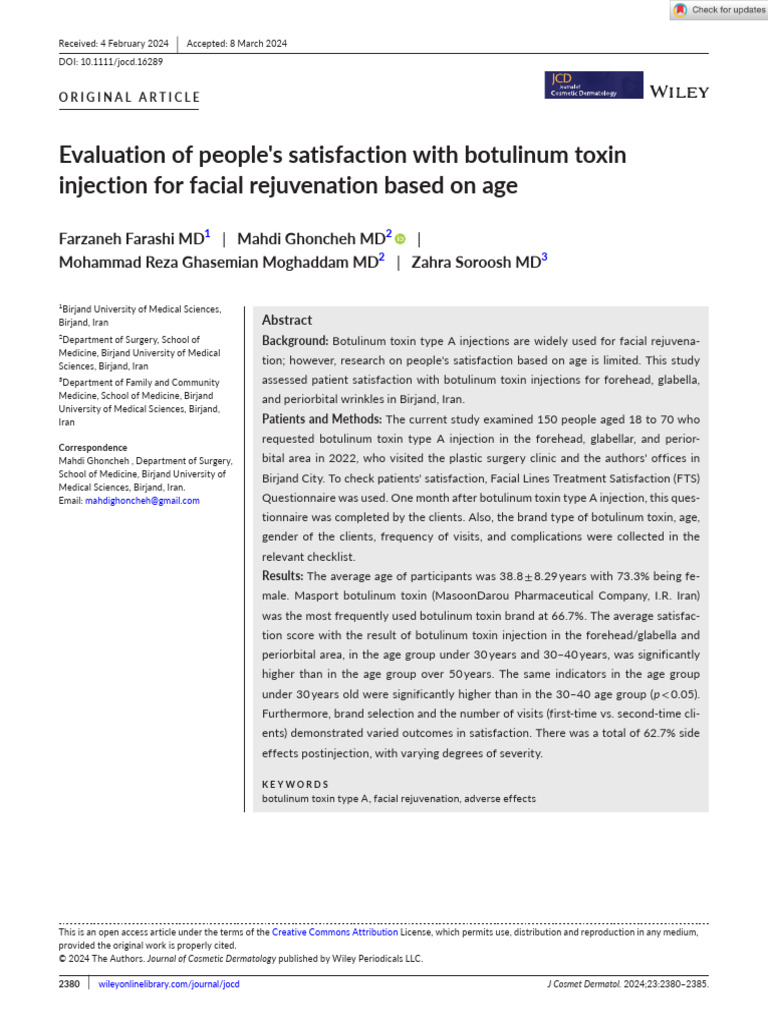 J of Cosmetic Dermatology - 2024 - Farashi - Evaluation of People S ...